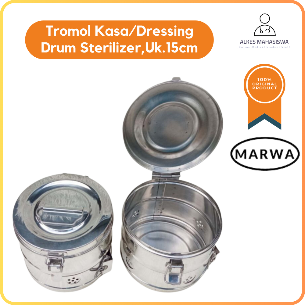 Jual Tromol Kasa Steril Dressing Drum Stainless Steel Uk. 15cm Marwa ...
