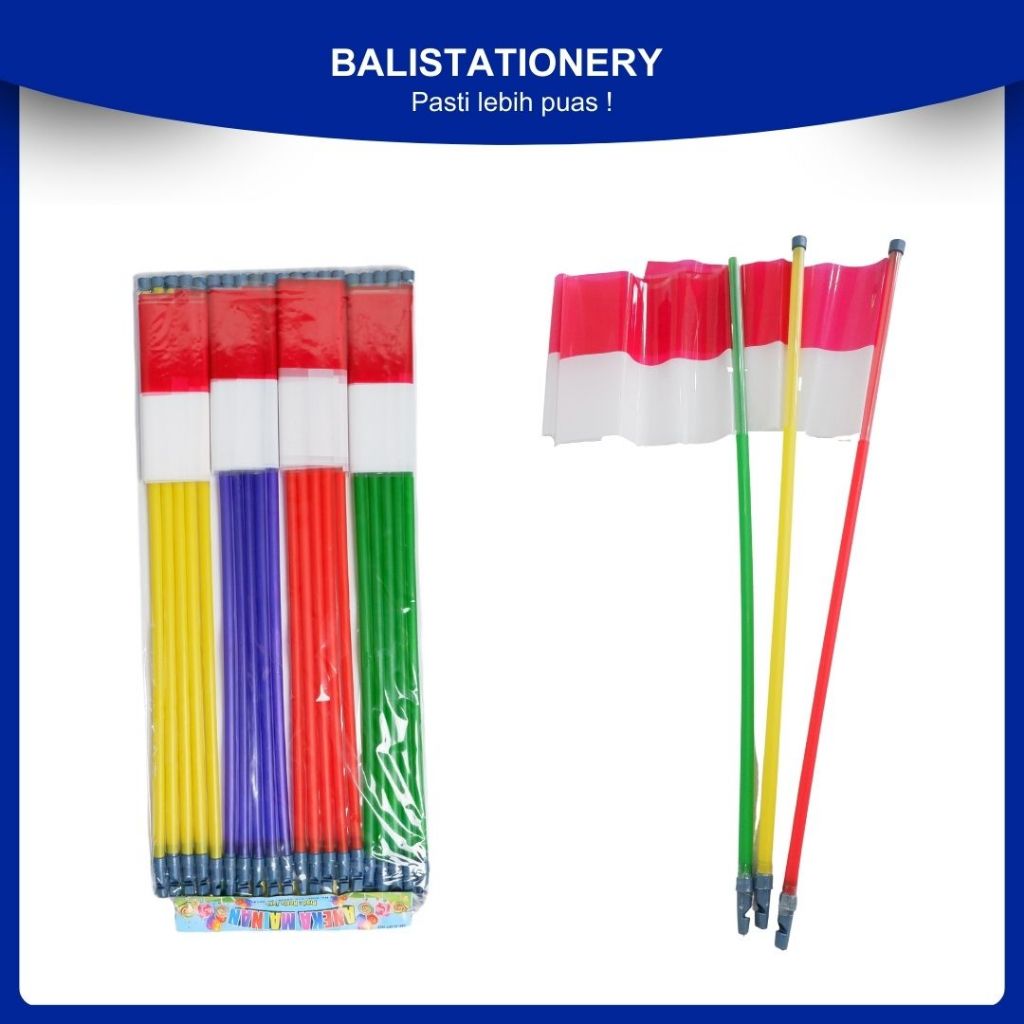 Jual Bendera stik / stick pluit plastik merah putih isi 20 pcs | Shopee ...