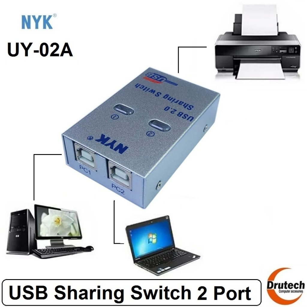 Jual NYK USB Sharing Switch 2 port / 4 port Data Switch Printer | Shopee Indonesia