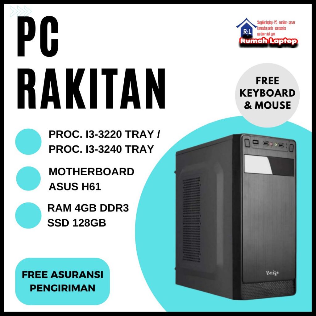 Jual Komputer PC Rakitan Murah Core i3 Ram 4Gb Ssd 128Gb Mtb Asus H61 ...
