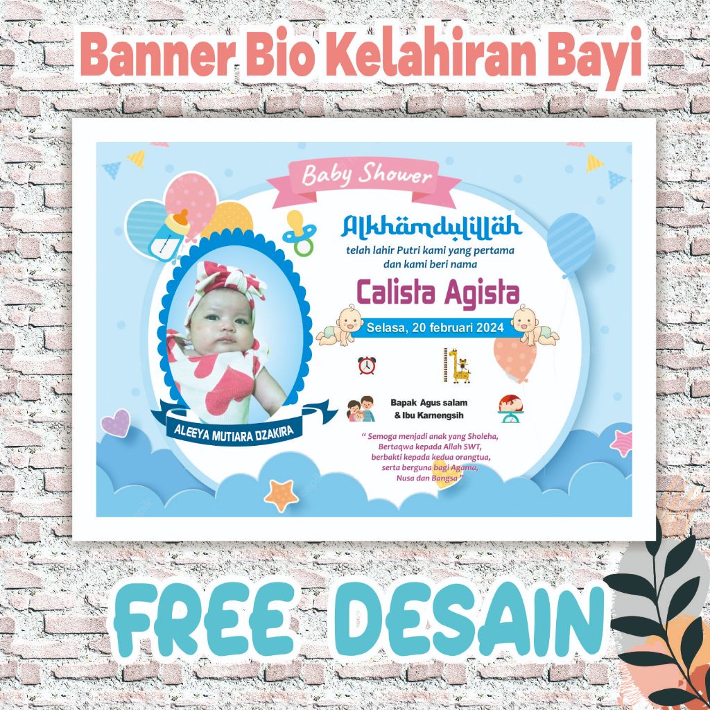 Jual Banner / Spanduk Kelahiran Bayi / Foto dan Bio Nama Bayi Kualitas ...