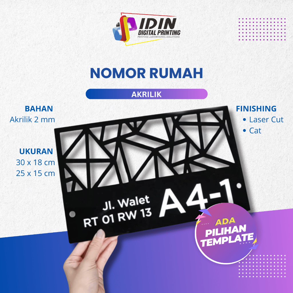 Jual Nomor Rumah 30 x 18 cm Cantik Mewah Elegan Akrilik Premium Custom ...
