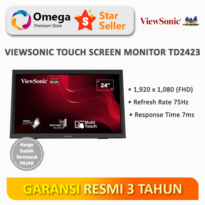Jual Monitor Touch Screen 24" ViewSonic TD2423 Full HD 1080 75Hz | Shopee Indonesia
