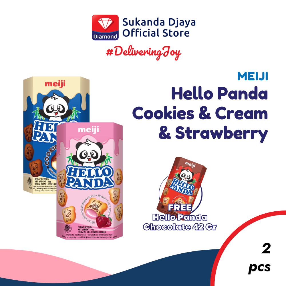 Jual Meiji Hello Panda Biskuit Cookies & Cream dan Strawberry Buy 2 Get ...