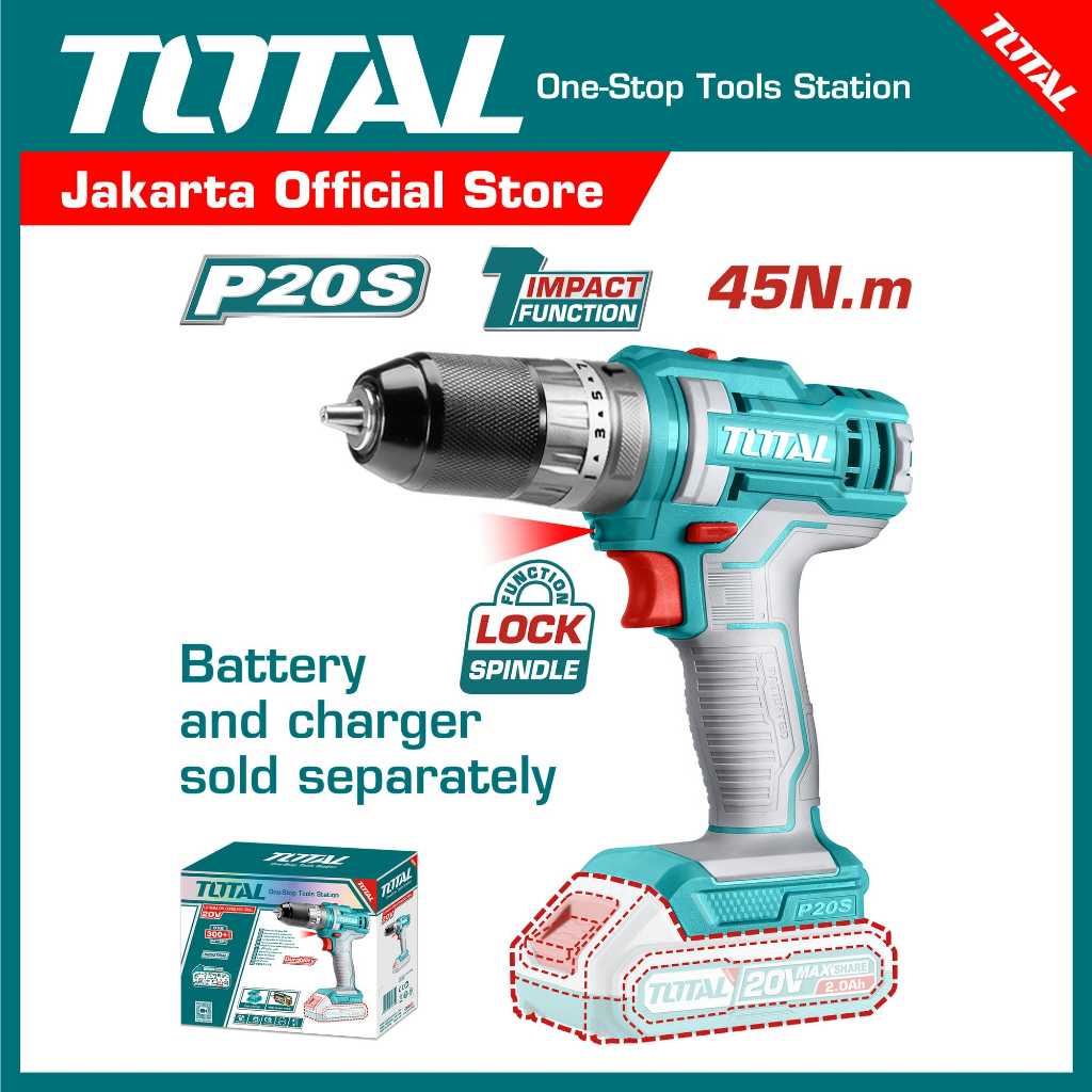 Jual TOTAL Cordless impact drill TIDLI201455 Bor tumbukan tanpa kabel ...