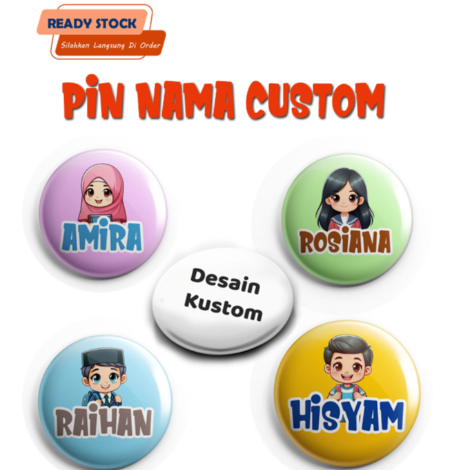 Jual Omatho Pin Nama sendiri ukuran 44mm,58mm dan 75mm | Shopee Indonesia