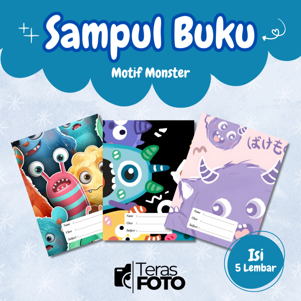 Jual (Isi 5 Lembar) SAMPUL BUKU MOTIF MONSTER ESTETIK / SAMPUL BUKU ...