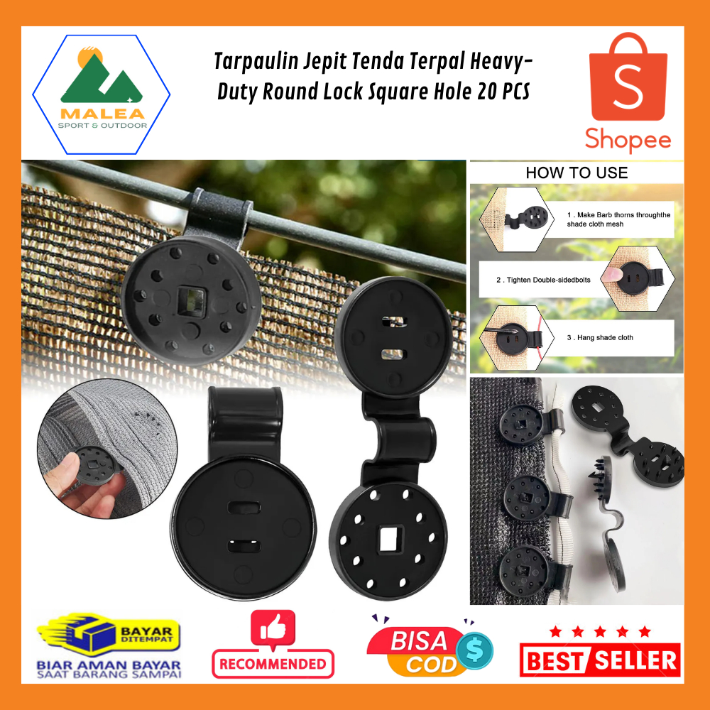 Jual Jepit Tenda Terpal Heavy-Duty Round Lock Square Hole 20PCS / Klip ...