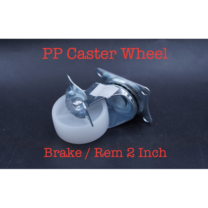 Jual Roda Kastor Nilon 2” White PP Top Plate Nylon Caster Wheel 2 Inch Brake Rem without Bearing ...