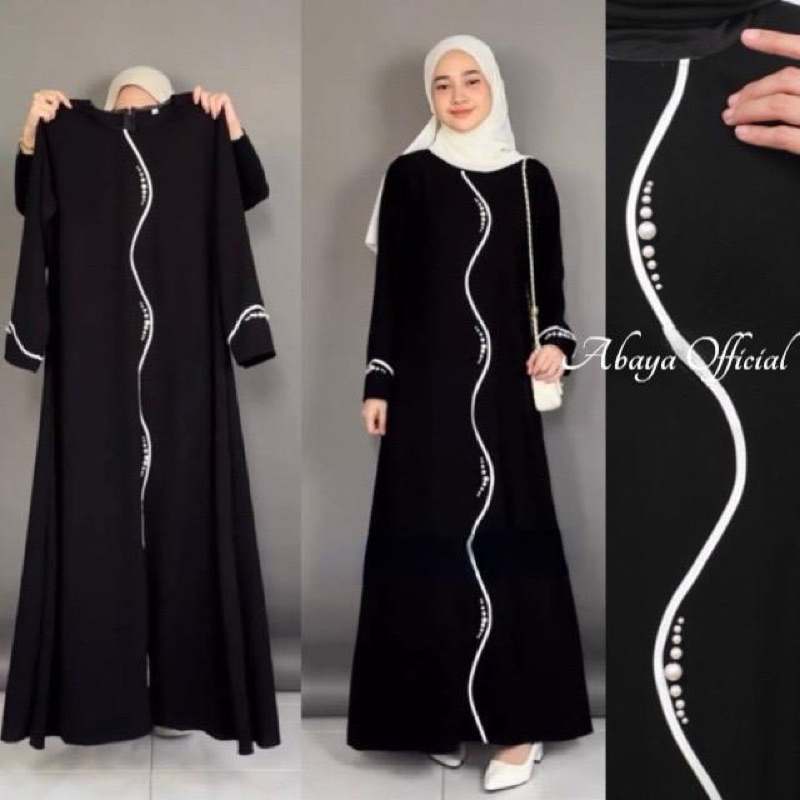 Jual Abaya Hitam Polos Jetblack saudi Gamis Lis Putih Dress maxi mewah ...