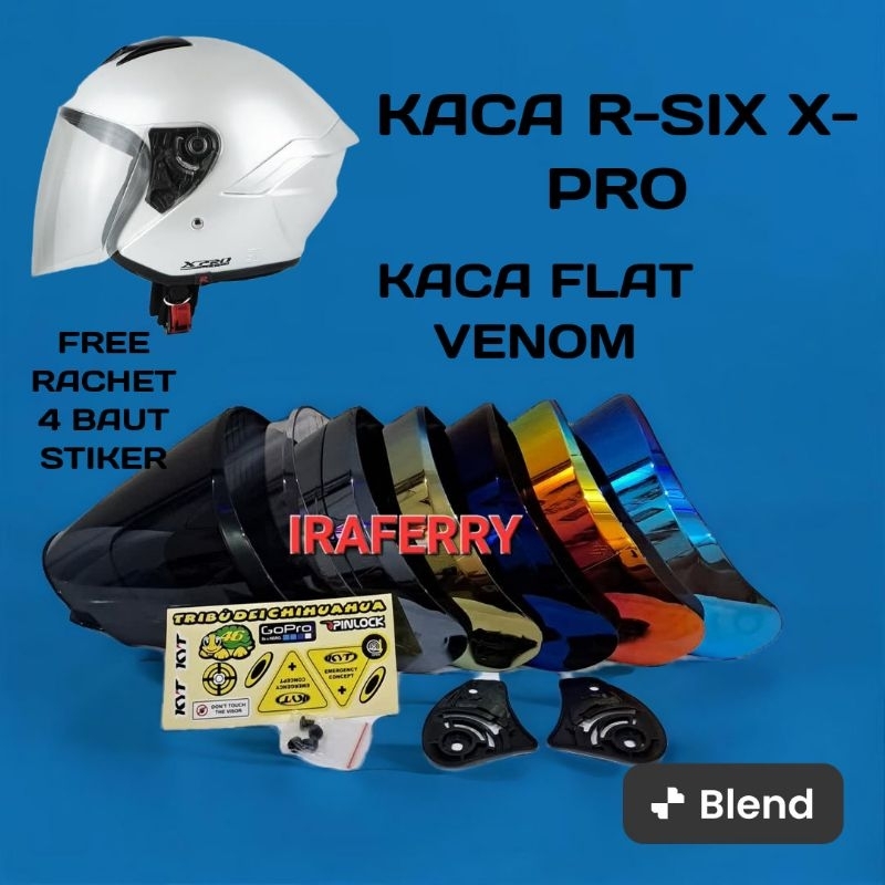 Jual kaca helm R-SIX X- PRO | flat visor venom helm R SIX X PRO ...