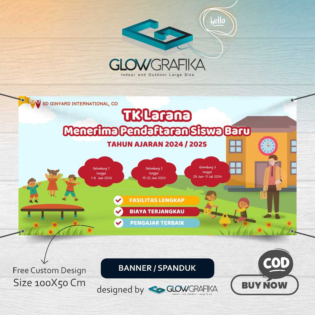 Jual Cetak Spanduk Banner MMT Oranye dan Biru Illustratif Modern ...