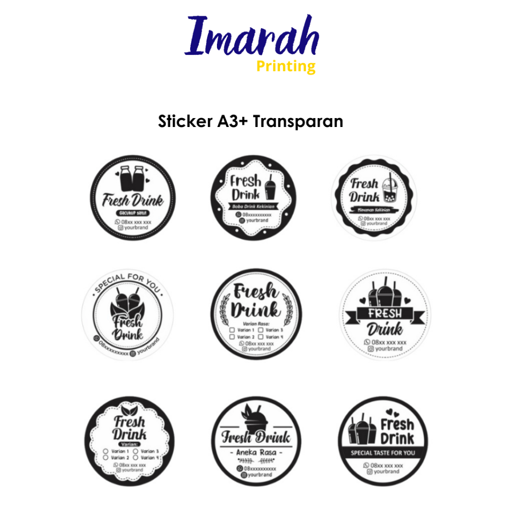 Jual IMARAH PRINT - Stiker transparant botol minuman transparant ...