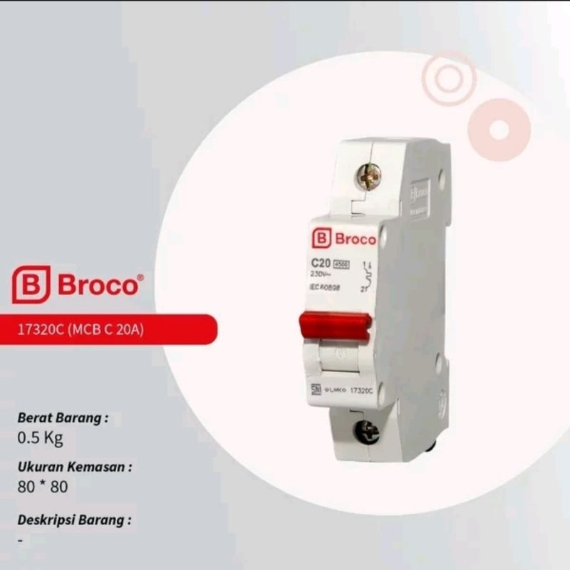 Jual Mcb broco 1 phase 2A 4A 6A 10A 16A 20A 25A 32Amper | Shopee Indonesia