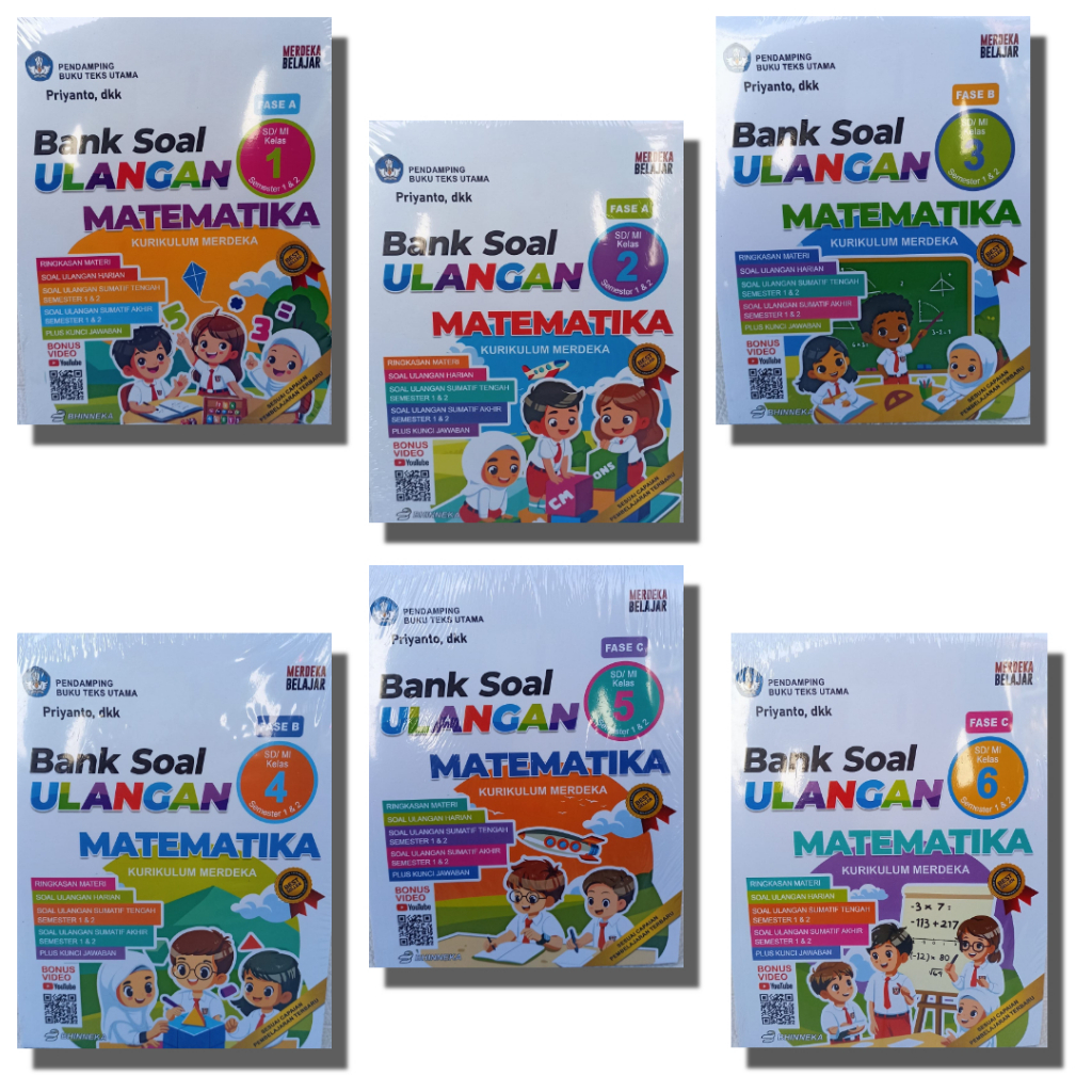Jual Buku Bank Soal Ulangan Matematika Kurikulum Merdeka SD/MI Kelas 1 2 3 4 5 6 Semester 1 & 2 ...
