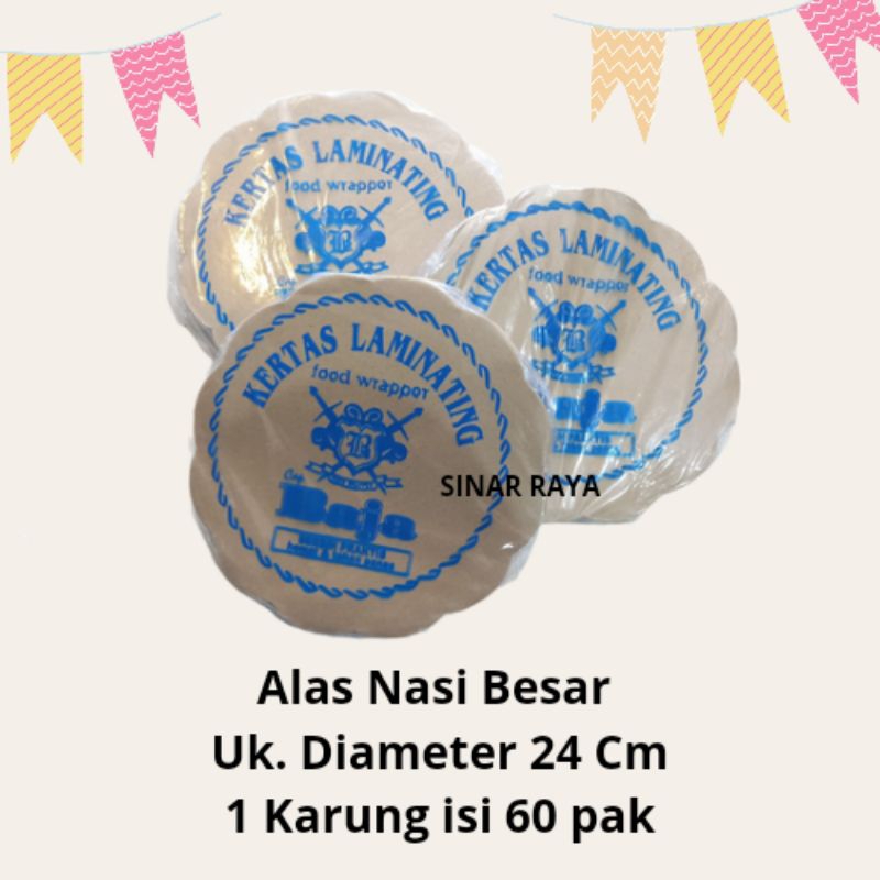 Jual 180 lembar Alas Nasi Bulat Besar / Kertas Nasi Bulat / Kertas Nasi ...