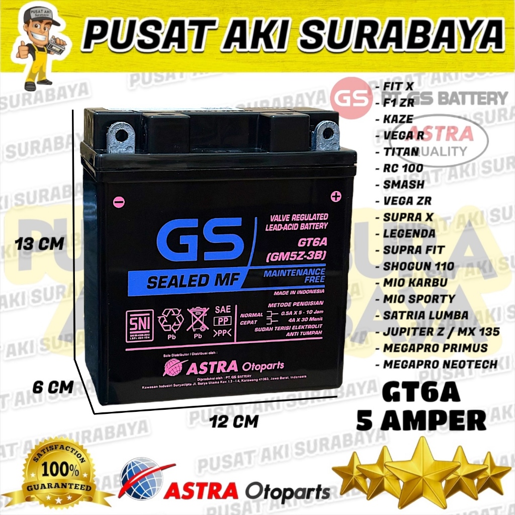 Jual ORIGINAL ACCU KERING GS ASTRA GT6A GM5Z AKI MF 5 AMPER ASTREA ...