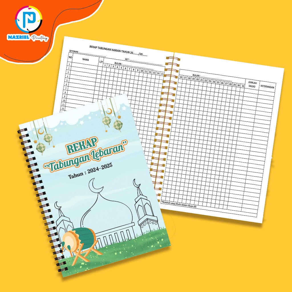 Jual (NON CUSTOM) BUKU REKAP TABUNGAN LEBARAN A4/B5/A5 JILID SPIRAL ...
