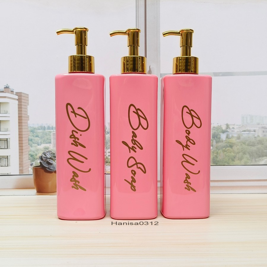 Jual Botol Pump 500ml Kotak Pink Aesthetic Tempat Sabun Cair Luxury ...