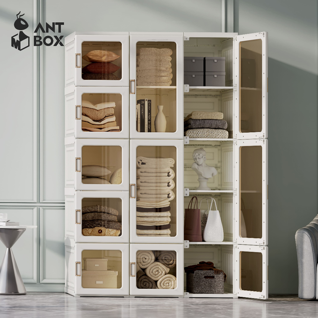Jual ANTBOX Lemari Pakaian 6 Box - 15 Box 360L- 890L Lemari Baju Wardrobe Pintu Transparan ...
