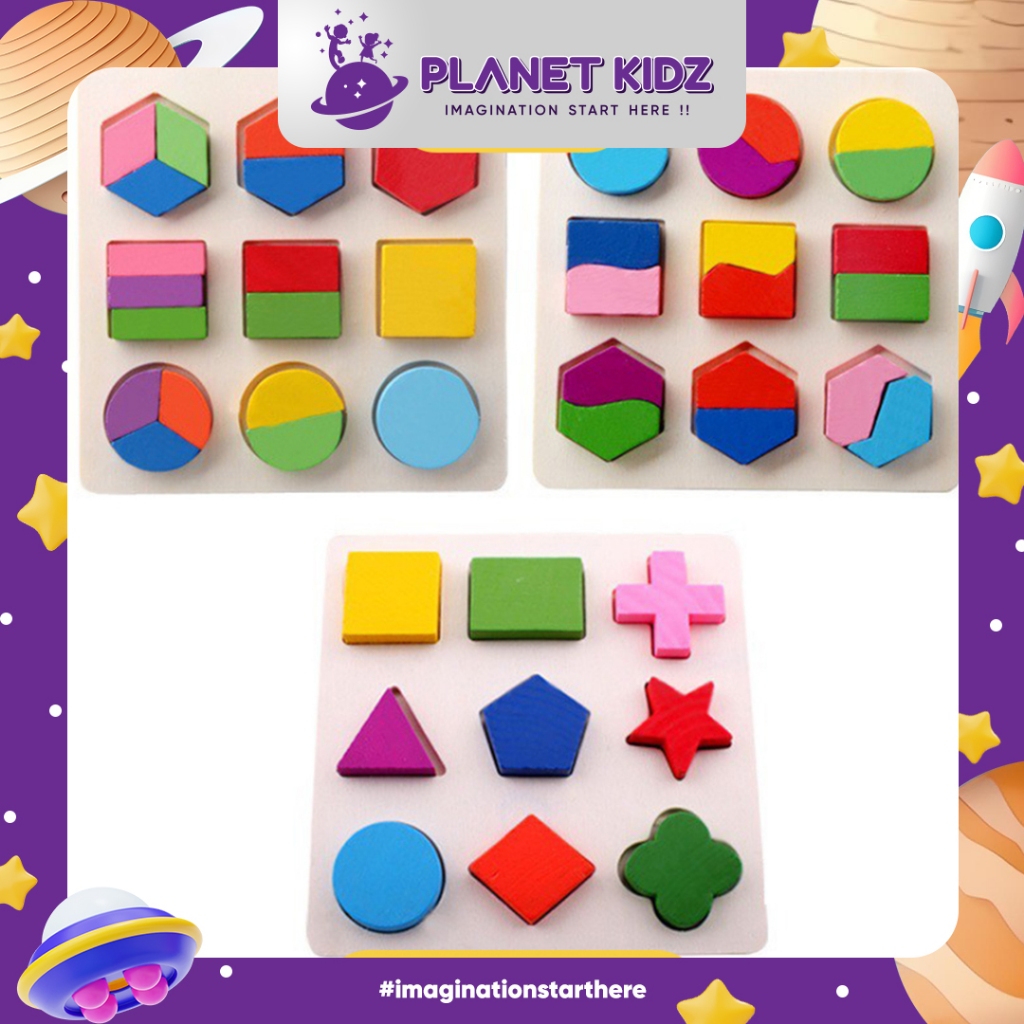 Jual PLANETKIDZ FK15 Puzzle Shape Geometri Puzzle Kayu Anak 3D Edukasi ...