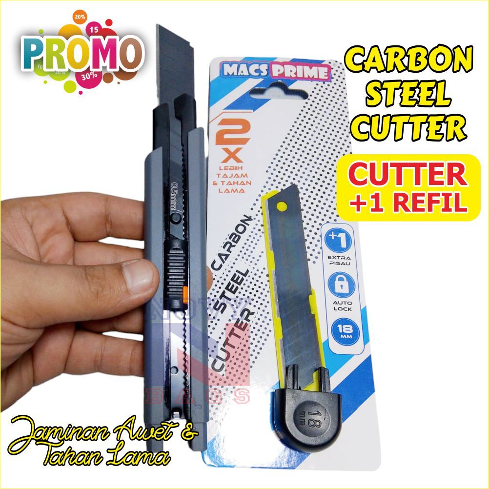 Jual CUTTER CARBON STEEL CUTTER MACS PRIME +1 REFIL PISAU CUTER BESI ...