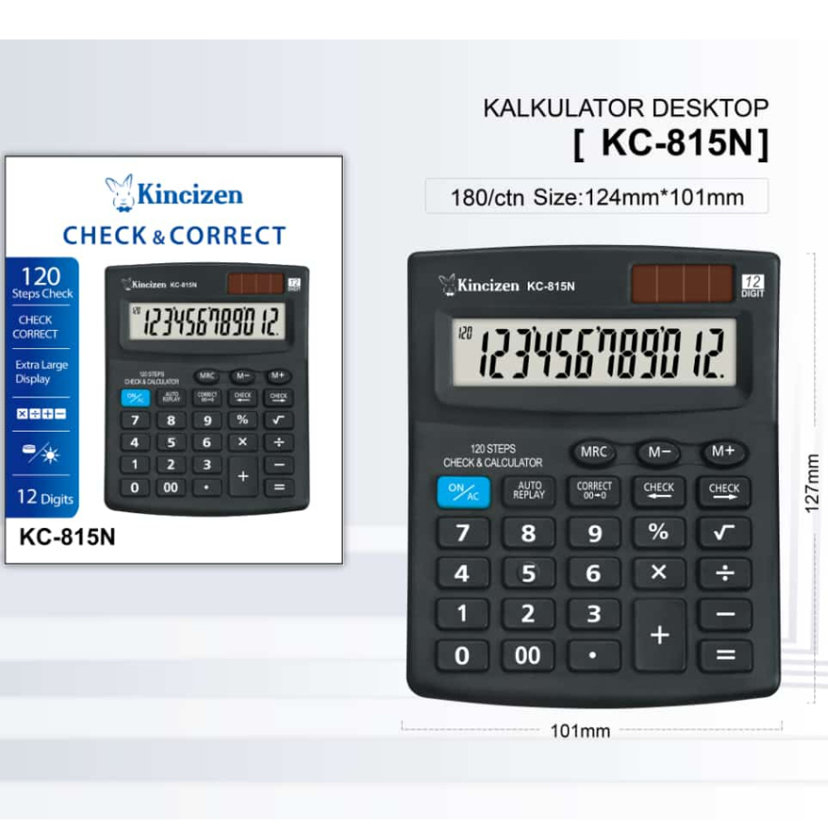 Jual Original Kalkulator KINCIZEN KC 815 N Calculator 12 Digit Check ...
