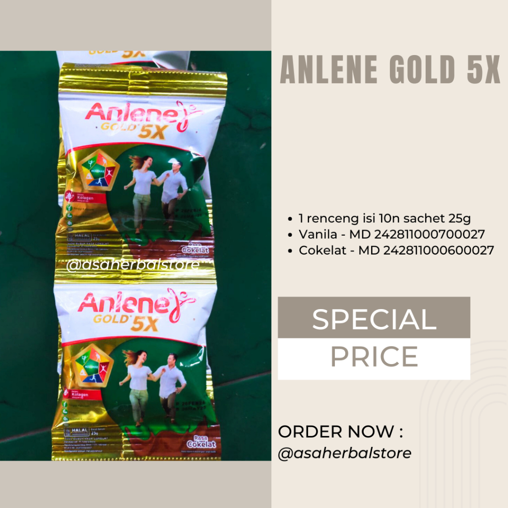 Jual Susu Anlene Gold 5X Sachet Paket 6 Renceng Rasa Vanila dan Coklat ...