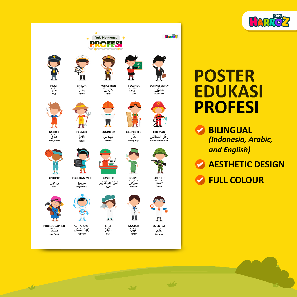 Jual Poster Edukasi Profesi Untuk Anak Balita Paud TK SD Bilingual 3 ...