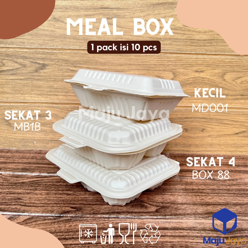 Jual Maju Jaya - [1 PACK ISI 10 PCS] MEAL BOX SEKAT WARNA CREAM / BOX ...