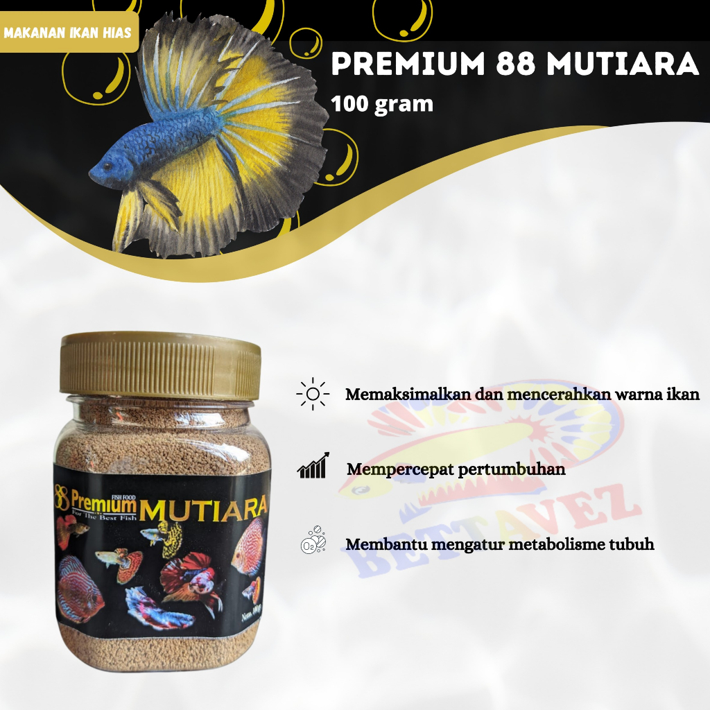 Jual PELET IKAN HIAS KECIL PREMIUM 88 MUTIARA 100GRAM PELET IKAN KECIL ...