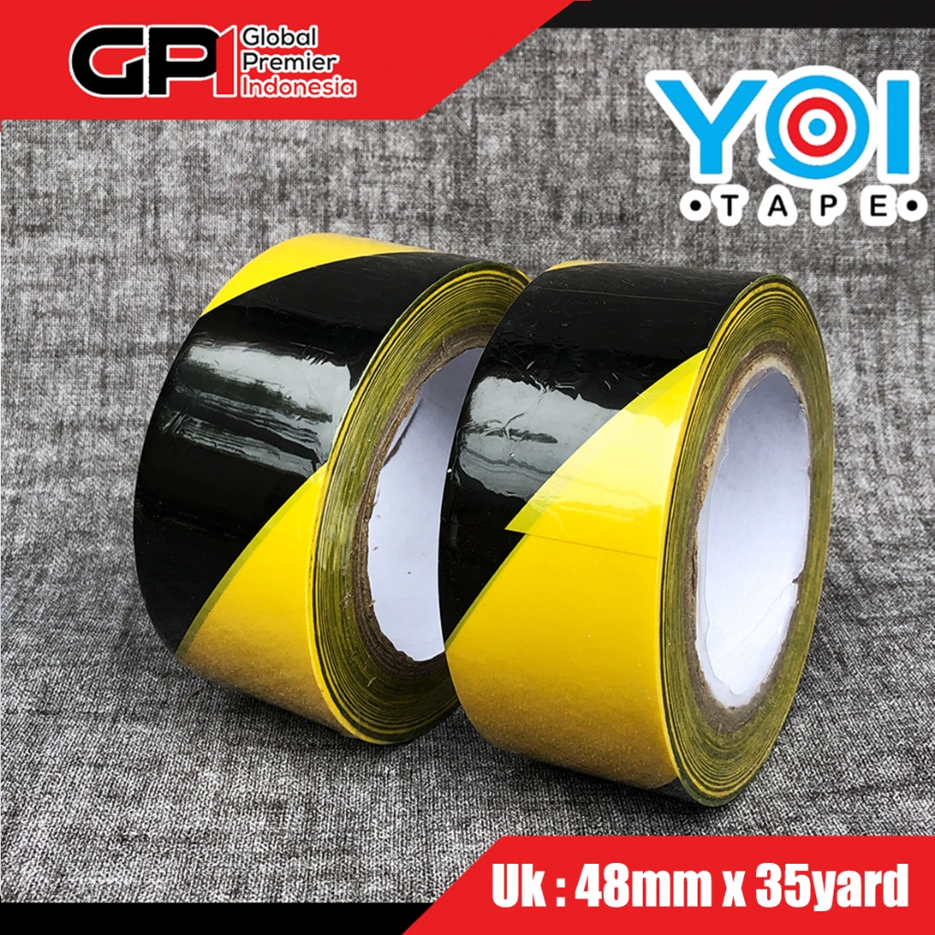 Jual YOI Tape Lakban Isolasi Police Line Garis 48mm x 35y Polisi Hitam Kuning Floor Marking ...