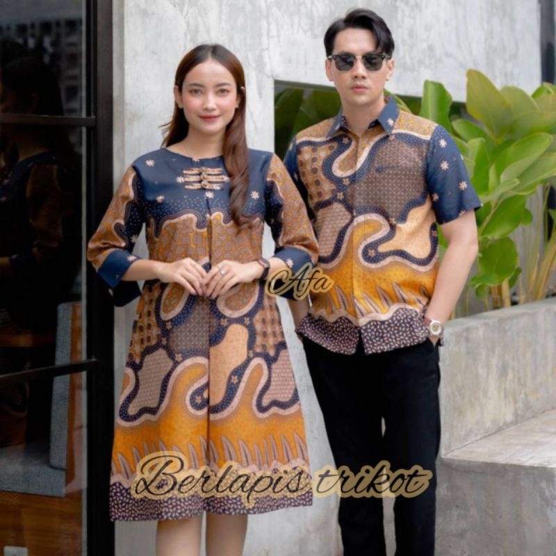Jual DRESS BATIK COUPLE PREMIUM AMANDA BERLAPIS FURING TRIKOT / DRESS BATIK COUPLE | Shopee ...