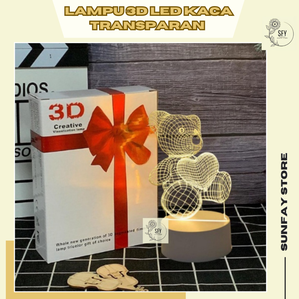 Jual SUNFAY Lampu 3D LED Kaca Transparan Hiasan / Pajangan Rumah Cantik ...