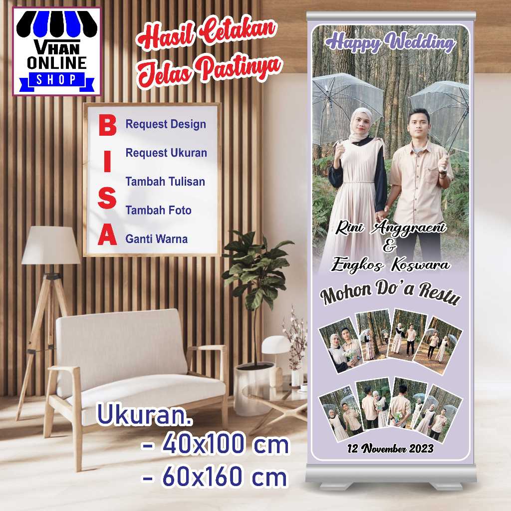 Jual Cetak Banner Spanduk Warna Ungu Foto Wedding dan Pajangan Di ...