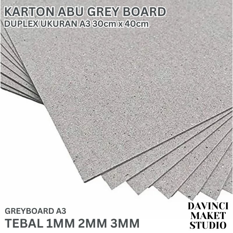Jual (Grey) Karton Abu Bahan Maket 1mm 2mm 3mm A3 30cm x 40cm - Grey Board Carton Duplex Kertas ...