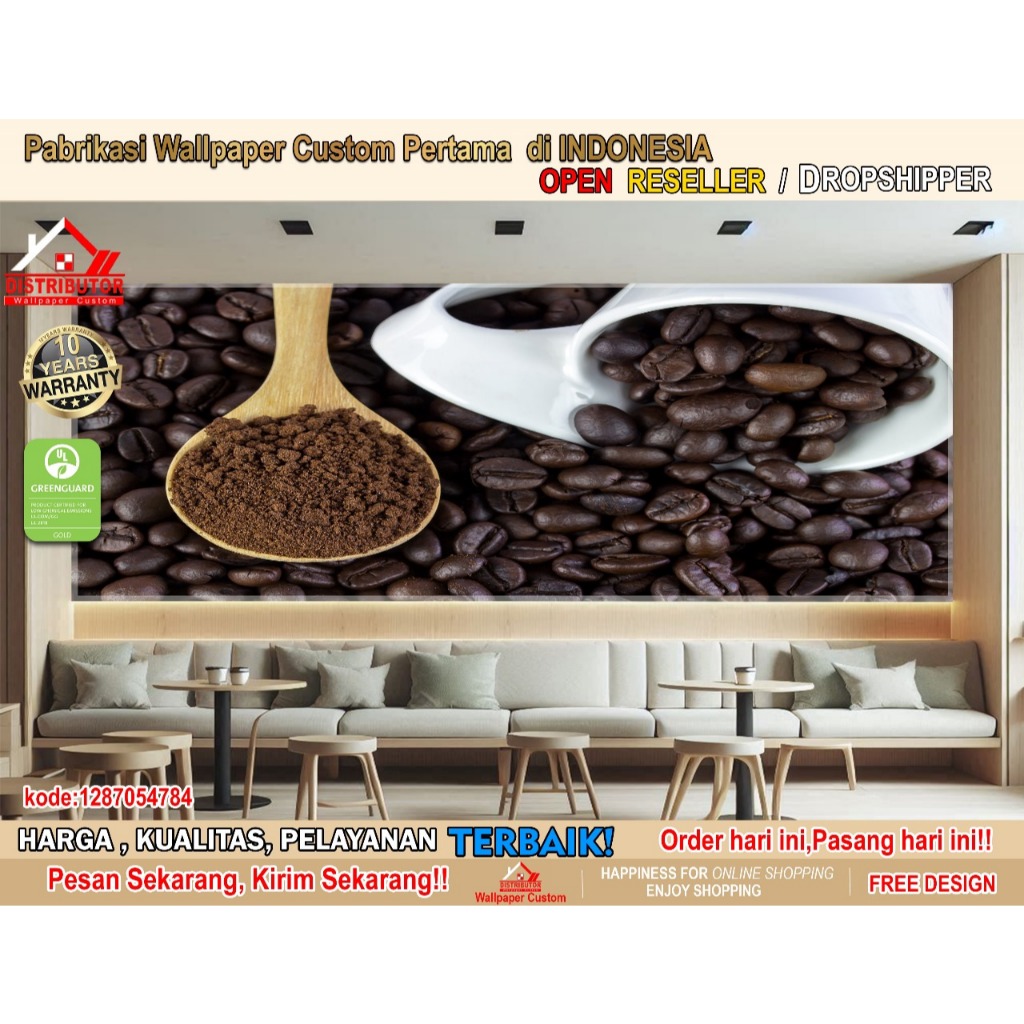 Jual Wallpaper Custom 3D Tema Coffee | Coffeshop | Warung Kopi ...