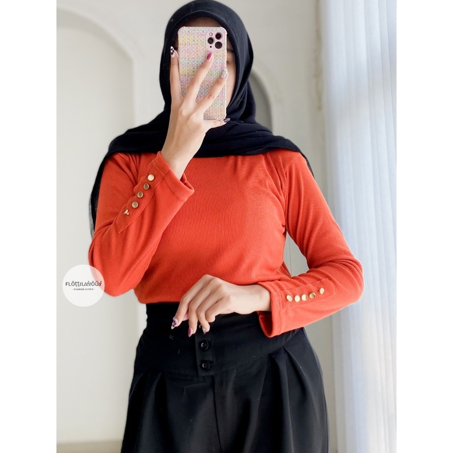 Jual Atasan Blouse Rib Knit Inara Kancing Tangan / Manset Inara ...