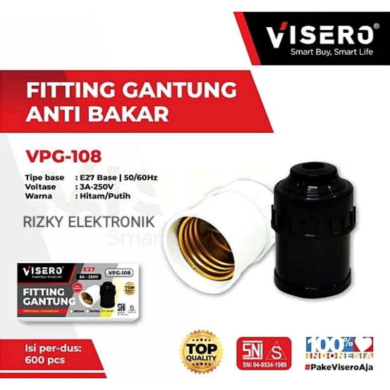 Jual Fiting Fitting Gantung Hitam Putih Lampu E27 VISERO Kualitas Bagus | Shopee Indonesia