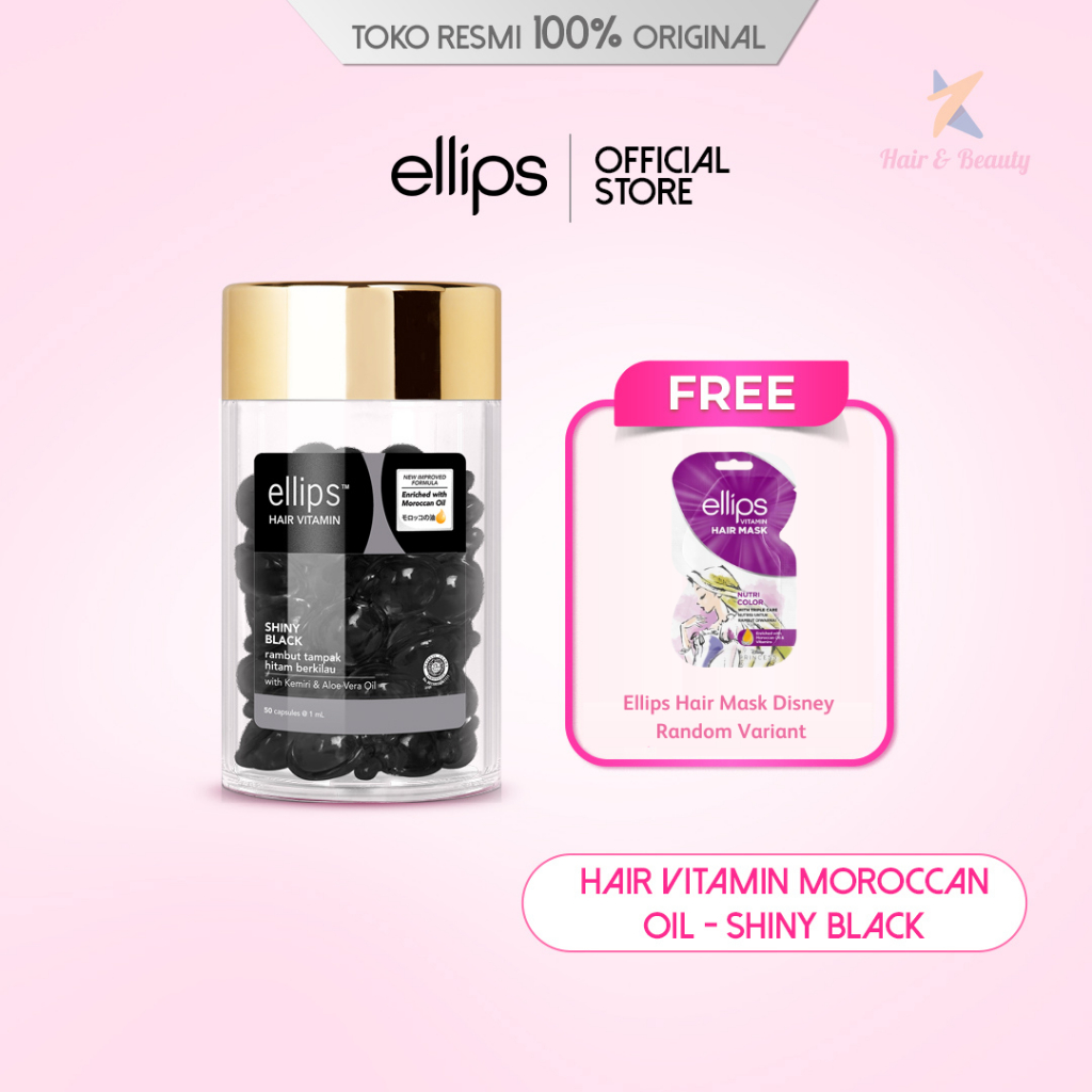 Jual Ellips Hair Vitamin Moroccan Oil Shiny Black Jar 50 Butir | Shopee ...