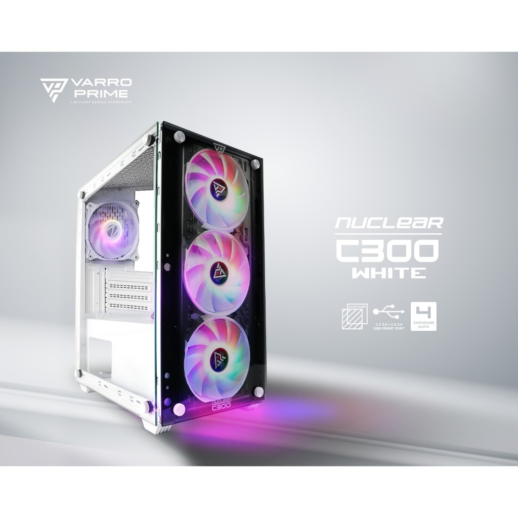 Jual Varro Prime Nuclear C300 - Tempered Glass Gaming Case 3 Fan Led ...