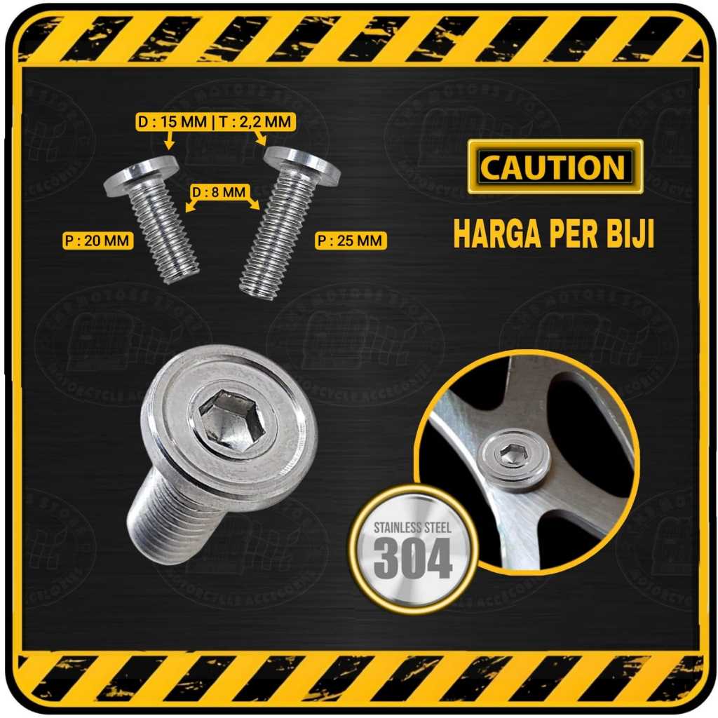 Jual Baut L STAINLESS Custom V2 Piringan Disk Cakram ( Setara Baut Kunci 12 | Panjang 2 cm dan 2 ...