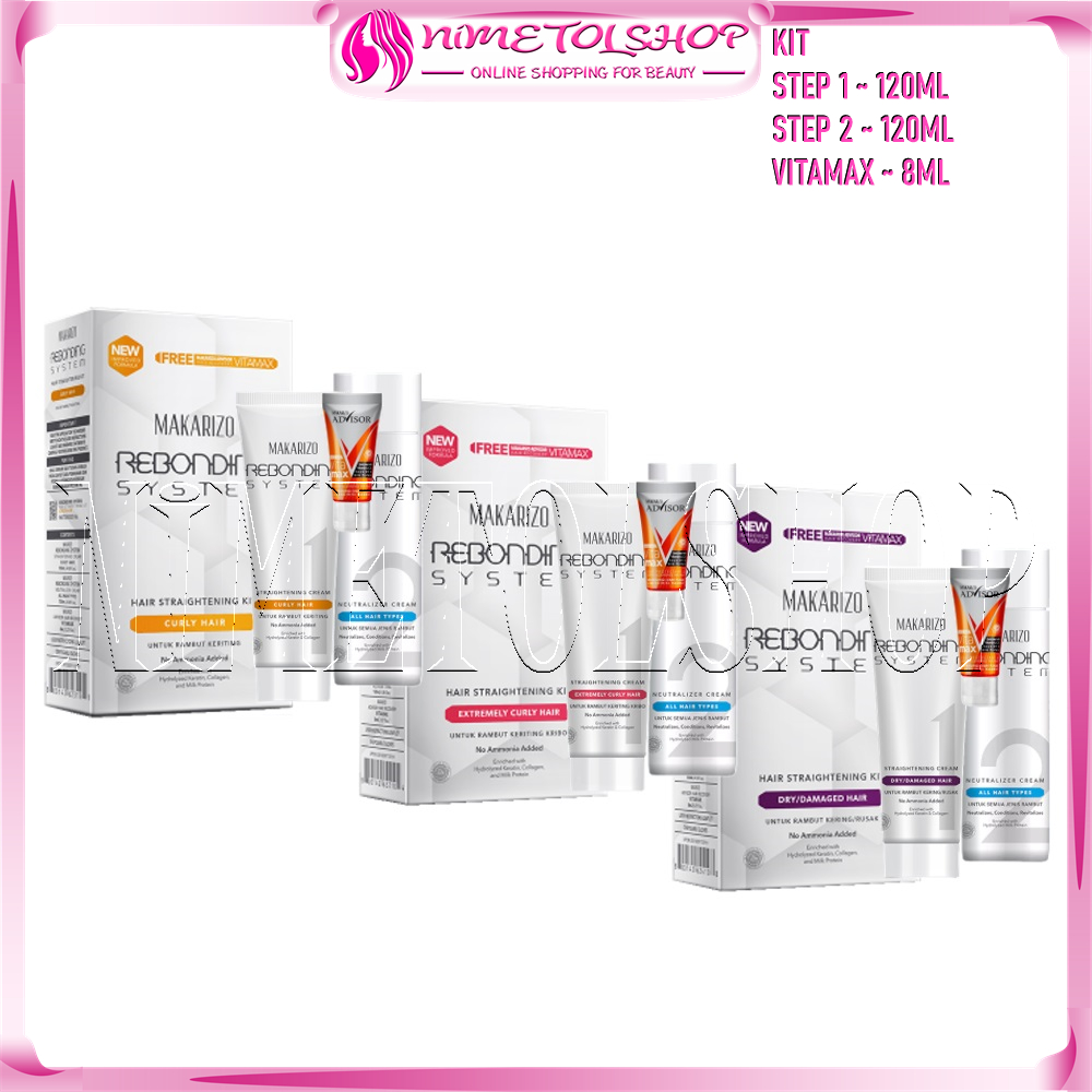 Jual (KIT) MAKARIZO Rebonding System Hair Straightening 120ml STEP 1 ...