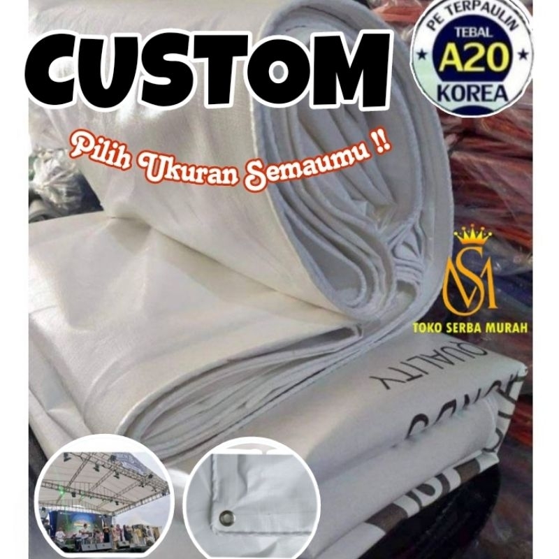 Jual Terpal waterproof DIAMONDS A15 putih white tebal kuat bisa custom ...