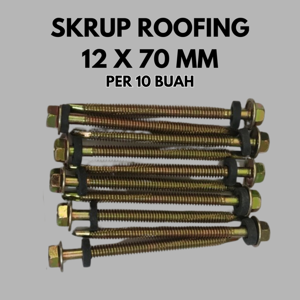 Jual Per 10 buah Skrup Baut Roofing Zollo 12 x 70 mm Sekrup Rufing ...
