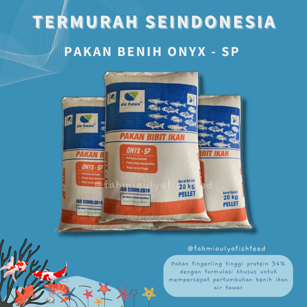 Jual ONYX SP Pakan Benih Ikan Fingerling Protein 34% | De Heus ONYX-SP ...