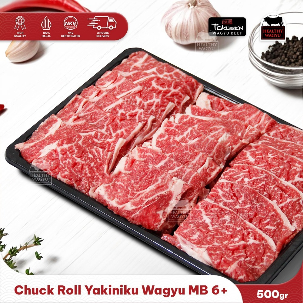 Jual Tokusen Chuck Roll Yakiniku Cut Wagyu MB 6+ Premium BBQ Beef ...