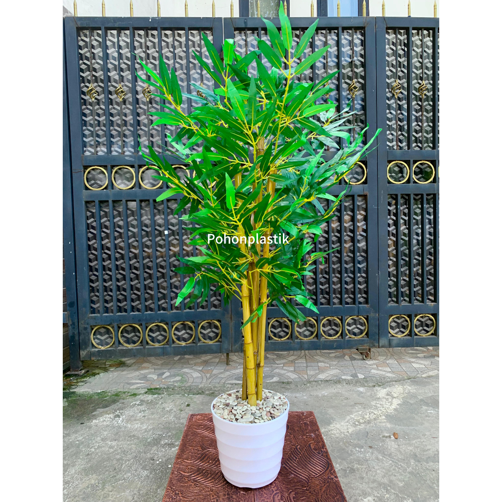 Jual Pohon Bambu plastik Artificial Tinggi 1 Meter Pot plastik Hiasan ...