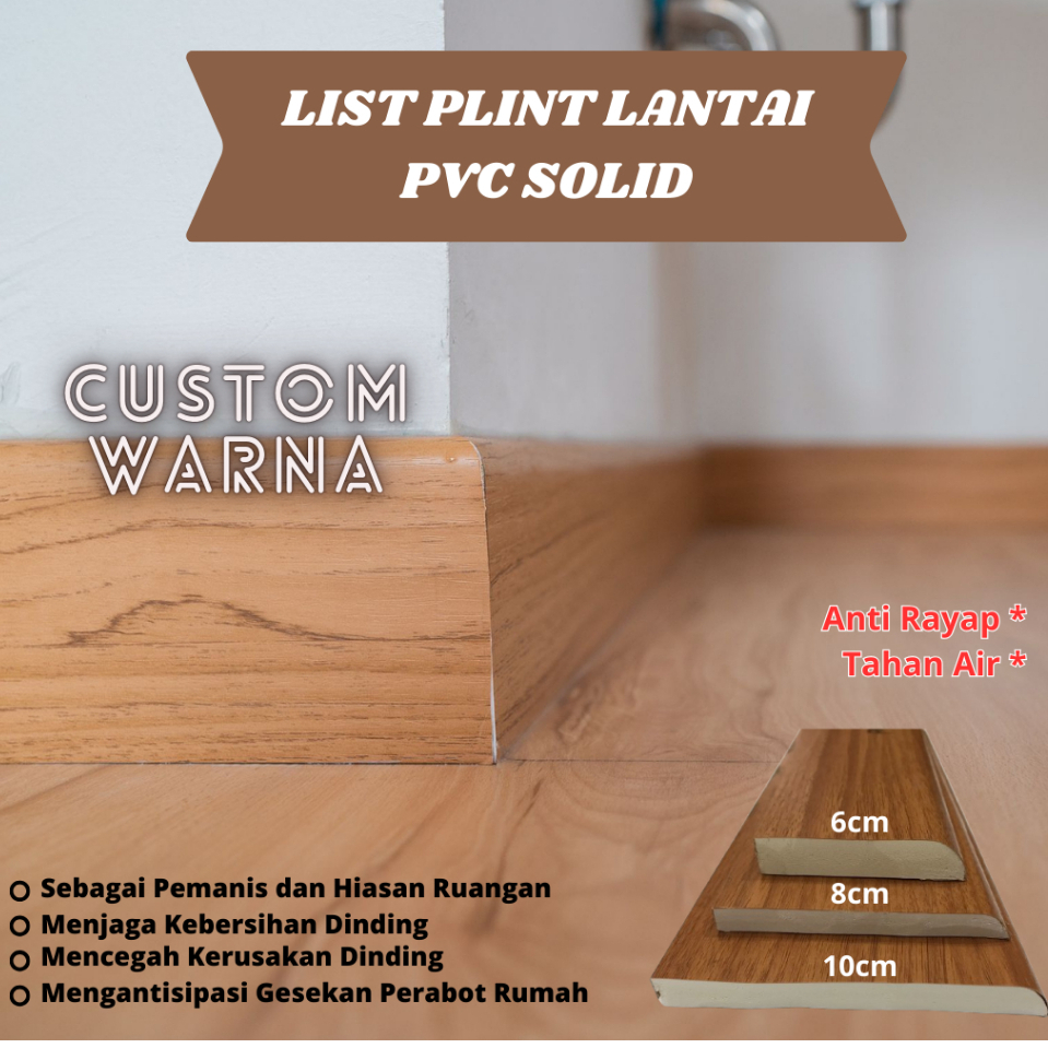 Jual List Lantai Plint PVC Solid/Skirting Dinding PVC Solid (Warna Custom) | Shopee Indonesia