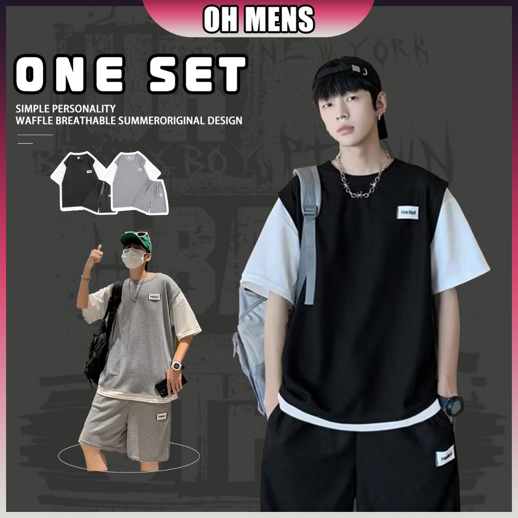 Jual Baju setelan kaos pria one set pria baju setelan oversize pria ...